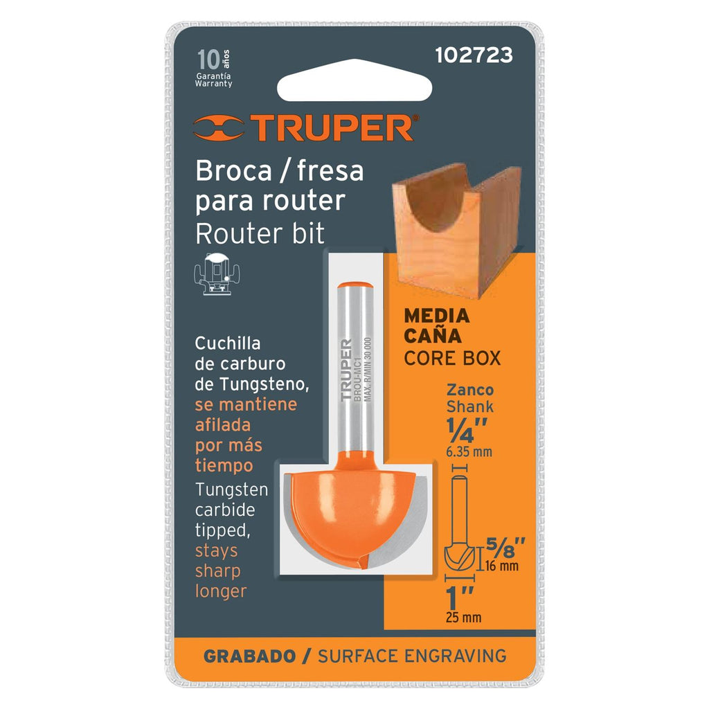 Broca para router, media caña de 1" | Mundo Tool Ferreterías