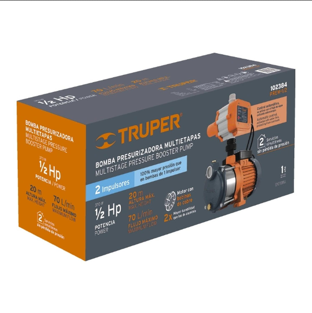 Bomba presurizadora multietapas 1/2 HP, Truper | Mundo Tool Ferreterías