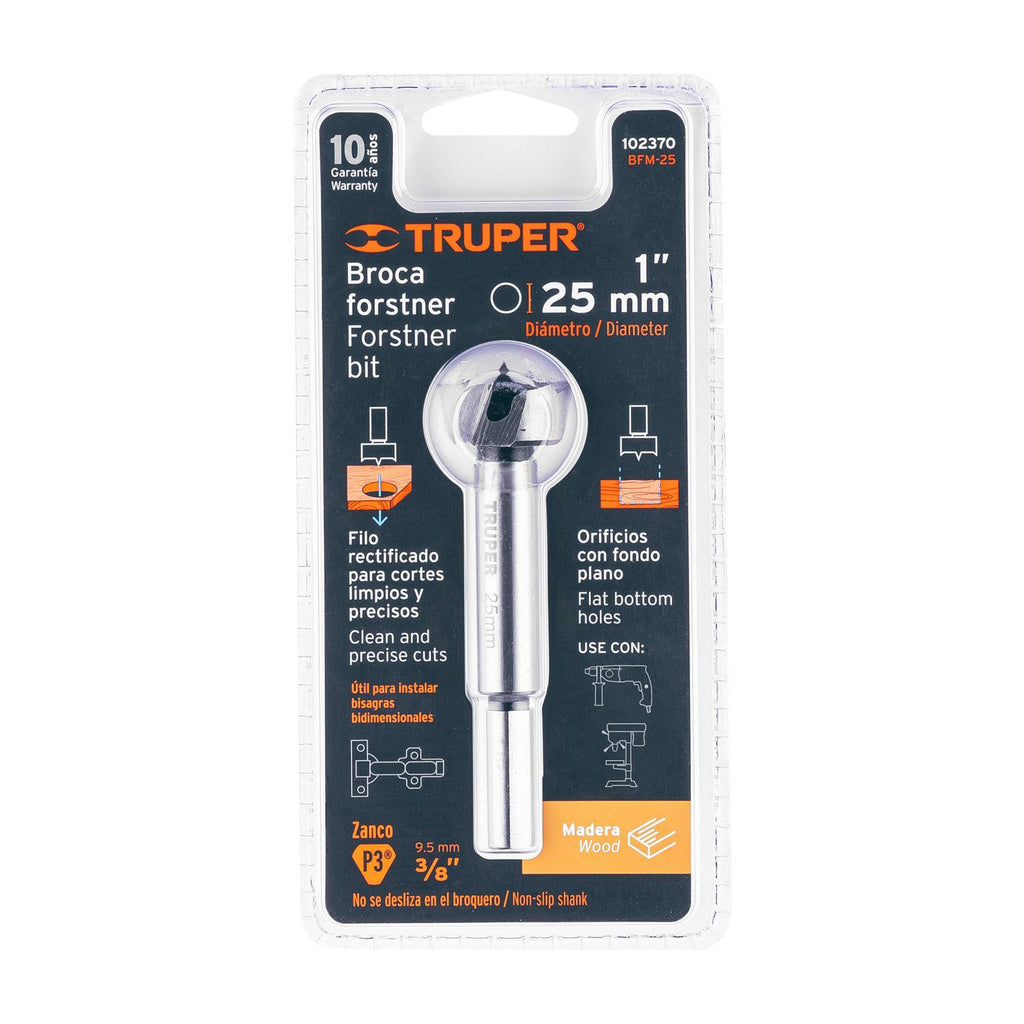 Broca forstner 25 mm para madera, Truper | Mundo Tool Ferreterías