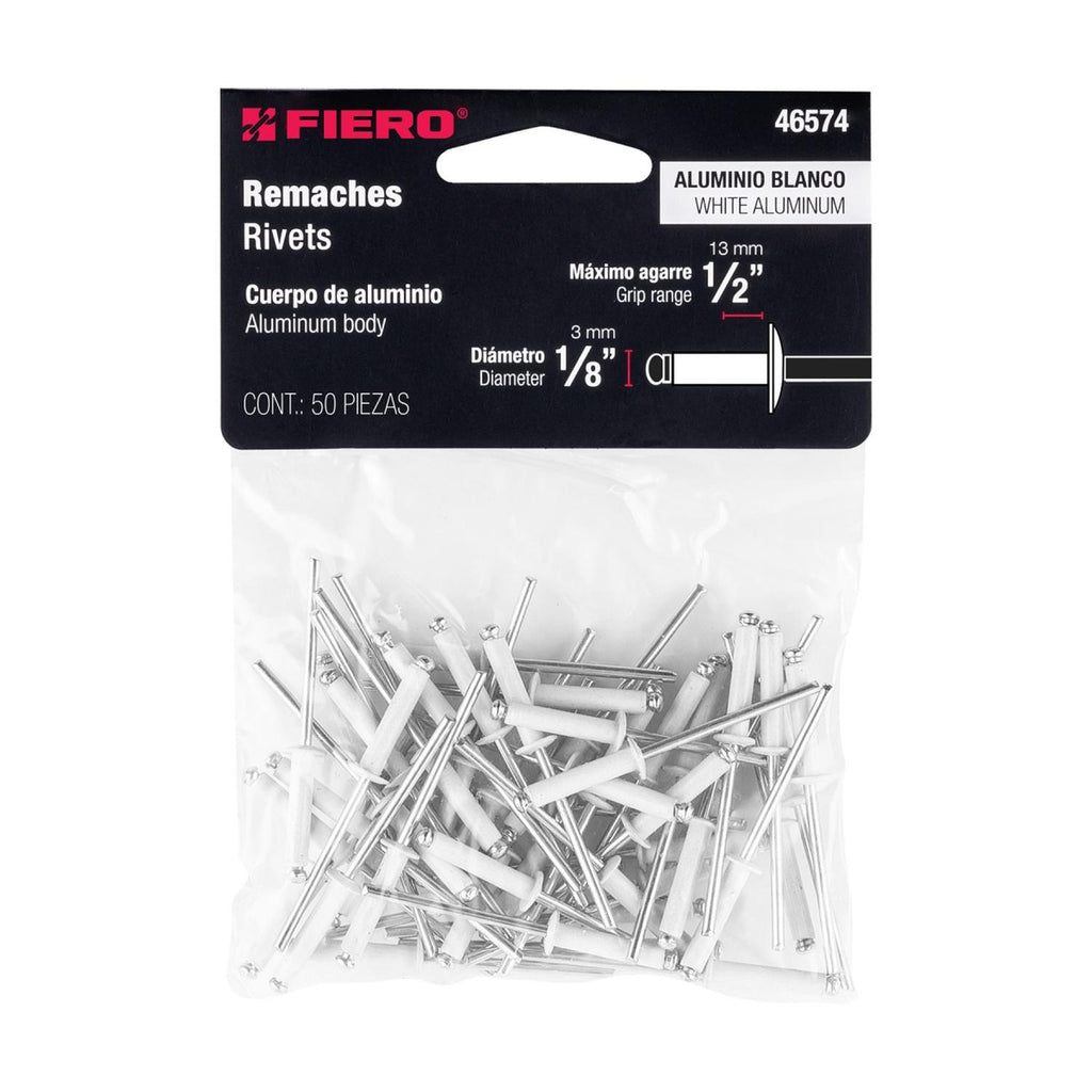 Remaches blancos, diámetro 1/8" | Mundo Tool Ferreterías