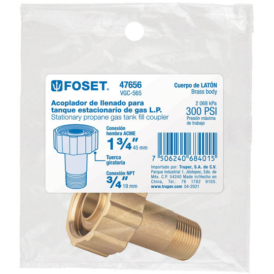 Acoplador llenado p/tanque estacionario,ACME 1-3/4x3/4"NPT Foset. Mundo ...