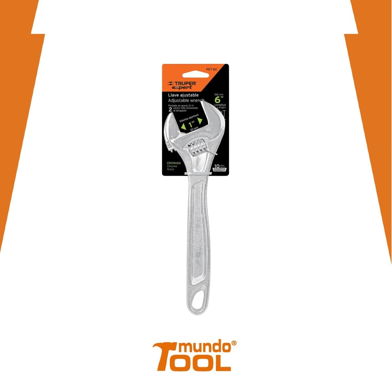 Llave Perica 10' Cromado Grado Industrial Truper Expert. Mundo Tool ...