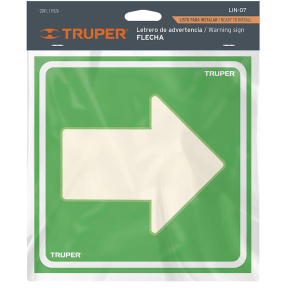 Letrero De Señalización Flecha , 19 X 19 Cm Truper Truper. Mundo Tool ...