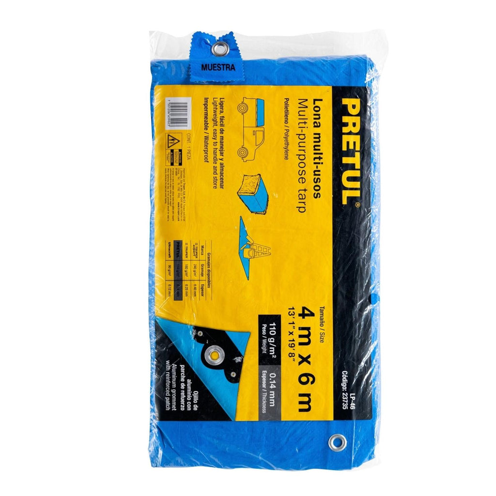 Lona 4 x 6 m, azul, Pretul | Mundo Tool Ferreterías