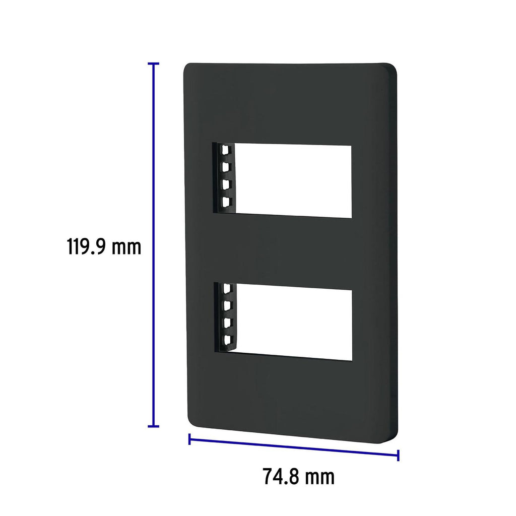 Placa negra de 2 ventanas 1 módulo, línea Lisboa, Volteck | Mundo Tool ...