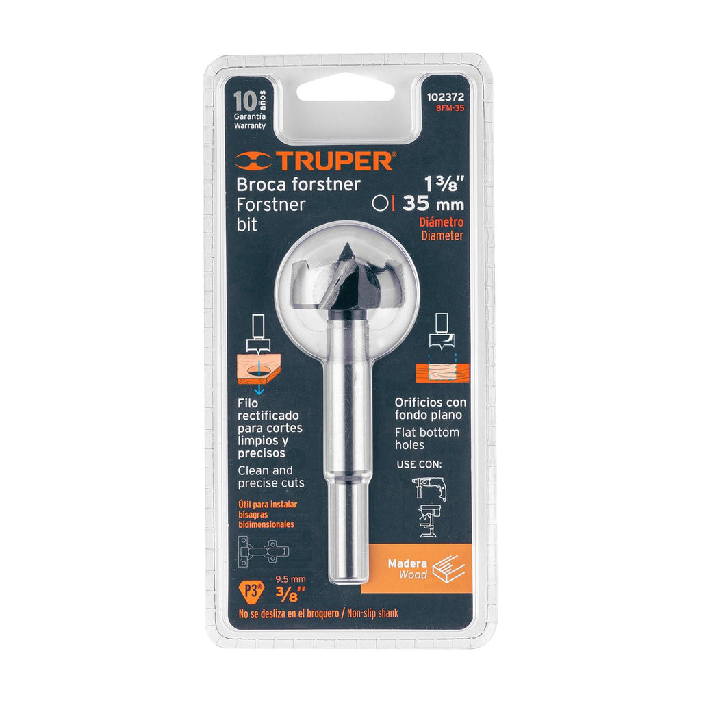 Broca forstner 35 mm para madera, Truper | Mundo Tool Ferreterías